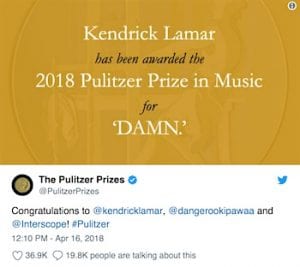 ‘Pulitzer Prize Winner Kendrick Lamar’ – RAMP – Radio and Music Pros